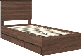 Rám postele se zásuvkou Hnědý dub 90 x 190 cm Inženýrské dřevo 3411165