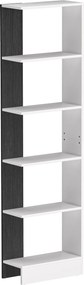 HOMCOM moderní prostorově úsporná knihovna s 5 policemi z dřeva 45x21x170 cm, bílá a černá