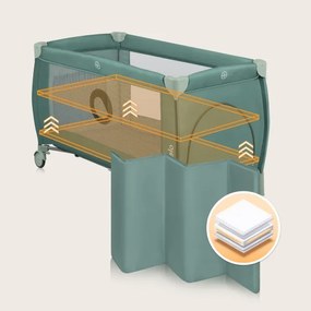 Lionelo - Cestovní postýlka STEFI PLUS Green Olive