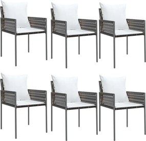 vidaXL Zahradní židle s poduškami 6 ks 54 x 61 x 83 cm polyratan [3187088] Barva: Hnědá