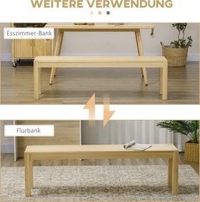 HOMCOM 3místná dřevěná lavice Jídelní lavice ve venkovském stylu z borovicového dřeva s nosností do 330 kg přírodní 150 x 33 x 45 cm do kuchyně a jíd…