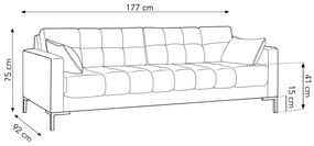 Třímístná pohovka mamaia 177 cm samet béžová MUZZA