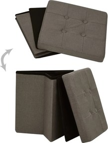 vidaXL Skládací úložná stolička umělý len [338765] Barva: Krémová bílá