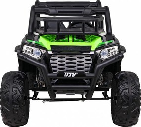Ramiz Elektrická terénní bugina UTV pro děti zelená + dálkové ovládání + zavazadlový prostor + pomalý start + EVA kola + MP3 LED