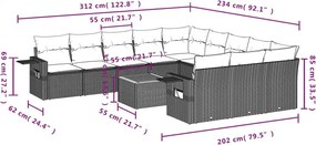 vidaXL 12dílná zahradní sedací souprava s poduškami polyratan [3224788] Barva: Šedá