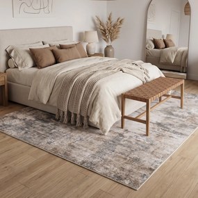 HOMCOM omyvatelný koberec s abstraktním vzorem, 230 × 160 cm, hnědá