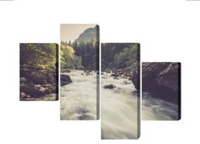 Vícedílný obraz Horská Řeka V Lese Nedostatek Nedostatek Přírodní plátno 240x150