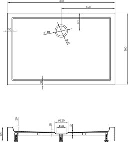 Mexen Flow+ obdélníková sprchová vanička 90 x 70 cm, bílý lesk - 46R107090H
