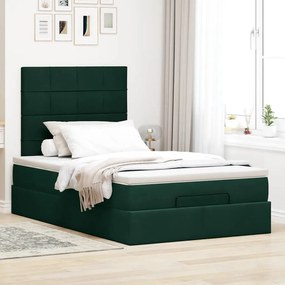 Osmanský rám postele s matracemi tmavě zelená 120x200cm samet 3313466