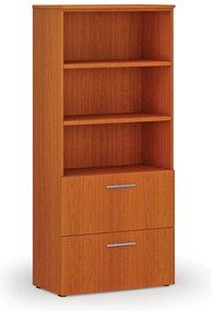 Skříň se zásuvkami pro závěsné složky PRIMO WOOD, 800 x 420 x 1781 mm, třešeň
