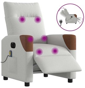 Elektrické masážní polohovací křeslo obláčkově šedé textil 3323997