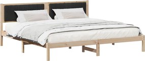 Rám postele s čelo Černá 200 x 200 cm Masivní borové dřevo 3394240