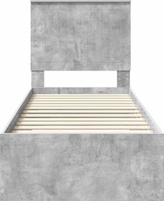 Rám postele se zásuvkou Betonově šedá a stříbrná 70 x 190 cm 3411371