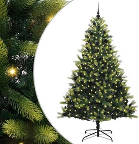 Umělý skládací vánoční stromeček 300 LED Zelená 240 cm PVC a PE 3396010