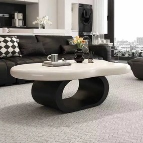LuxuryForm DESIGN Konferenční stolek DECO 120 × 79 cm – bílý, černá podnož - II.jakost