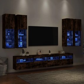 7dílná obývací stěna s LED osvětlením kouřový dub 3216775