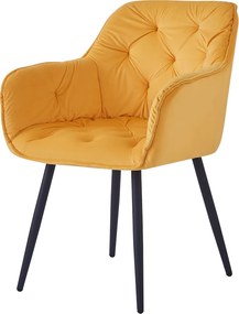 Designové křeslo TIRRA - látka Velvet, žlutá / černá