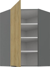 CREMONA ac | horní kuchyňská skříňka 60x60 GN-90 1F (45°) rohová s policemi | 60x60 cm | VYSOKÁ | antracit/cremona