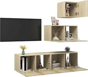 4dílný set TV skříněk dub sonoma kompozitní dřevo 3079049