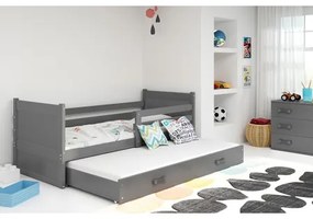 Dětská postel s výsuvnou postelí RICO 200x90 cm Šedá Šedá