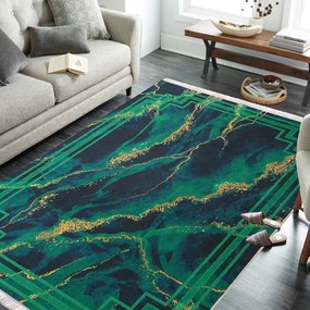 Protiskluzový koberec zelené barvy se vzorem Šířka: 80 cm | Délka: 150 cm
