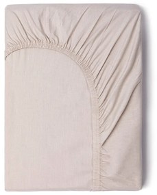 Béžové bavlněné elastické prostěradlo Good Morning, 140 x 200 cm