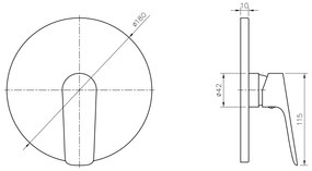 Bruckner SCHMITZ podomítková sprchová baterie, 1 výstup, vrchní části, chrom 863.041.1