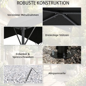 Pergolový altán 3x3m Vodoodpudivý Stabilní Odolný proti zimě Ochrana proti slunci se šikmou střechou Trojúhelníkové vzpěry