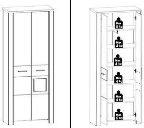 Předsíňová šatní skříň Materio, dub/bílá