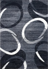 Spoltex, Kusový koberec Florida New 308-72 grey/black, 80x150, šedá, chodba / předsíň