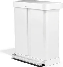 Simplehuman 58 l (34/24) bílá ocel / Pedálový odpadkový koš na tříděný