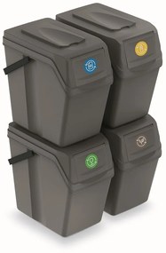 Sada 4 odpadkových košů SORTIBOX II 4x25 litrů Barva: Šedý kámen, kód produktu: , objem (l): 4x25