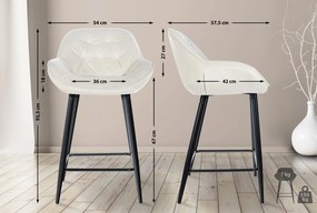 Sada 2 barových židlí Gibson samet – krémová