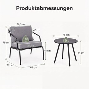 Costway Sada zahradního nábytku 3-dílný terasový nábytek s 2 židlemi