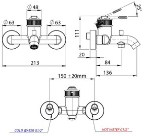 Sapho Sapho, VERSI nástěnná vanová baterie, černá matná, RV010/15