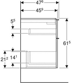 Geberit iCon Skříňka pod umyvadlo 59,2 x 61,5 cm, bílá lesklá, madlo lesklý chrom 502.303.01.2