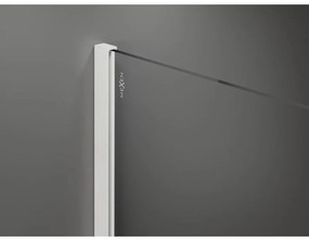 Mexen Kioto, Walk-In sprchová zástěna 110 x 200 cm, 8mm sklo čiré/černý vzor, bílý profil, 800-110-101-20-70