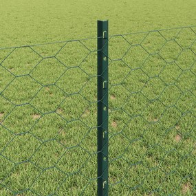 Hexagonální plot s podpěrou 10 x 0,8 m Ocel potažená PVC Zelená 3336679