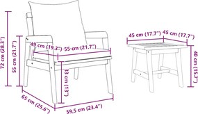 Bistro souprava 5 ks Hnědá Masivní akátové dřevo 3328612