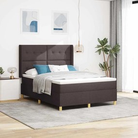 Postel s boxspringem s čelo Tmavě hnědá 140 x 190 cm textil 3341829