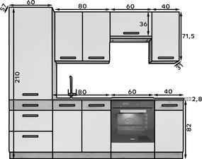 ADRK Furniture Kuchyňský nábytek VIKA 240 ADRK-KF-VIK-MLO-240