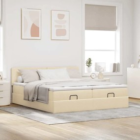 Osmanský rám postele s matrací krémová 180x200cm textil 3312827