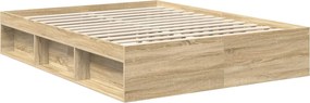 Rám postele s čelo Kouřový dub 150 x 200 cm Kompozitní dřevo 3407861