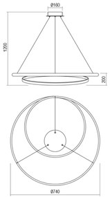 Redo 01-1891 - LED Stm lustr na lanku TORSION LED/35W/230V pr. 75 cm bronzová