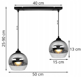 Závěsné svítidlo BERGEN, 2x chromové/transparentní skleněné stínítko (fi 15cm)
