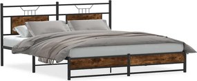 Kovový rám postele bez matrace kouřový dub 183 x 213 cm 3325110