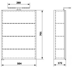 Sapho RIWA galerka s LED osvětlením, 50x70x17cm, dub alabama RIW050-0022