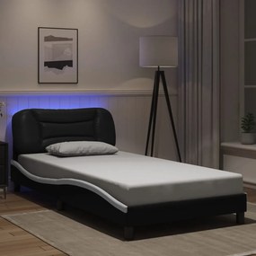 Rám postele s LED bez matrace Hvar černý a bílý 100x200 cm 3213918