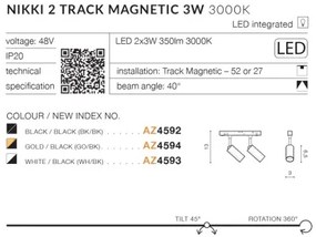 LED svítidlo do lišty Alfa Nikki 2 Track Magnetic 2X3W 3000K černá/Bk