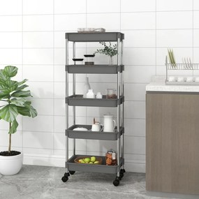 Kuchyňský vozík s 5 patry šedý 42x29x128 cm železo a ABS 336333